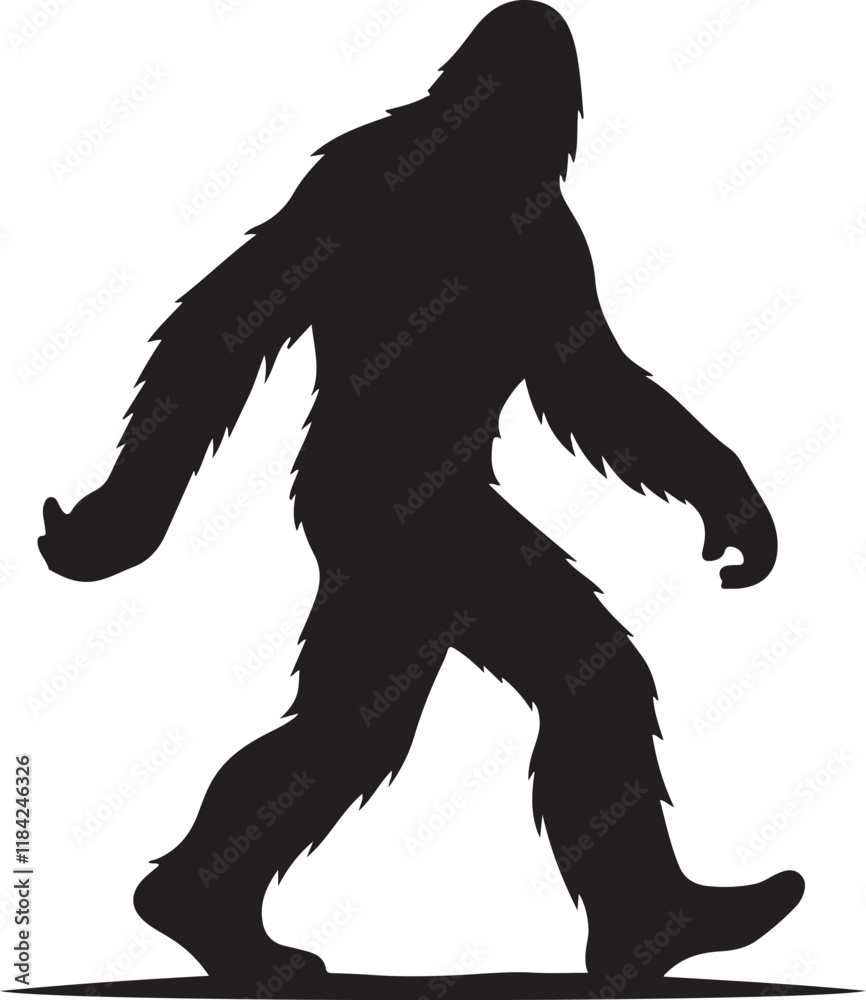 Walking Bigfoot Silhouette Vector Art. Bigfoot yeti silhouette set ...