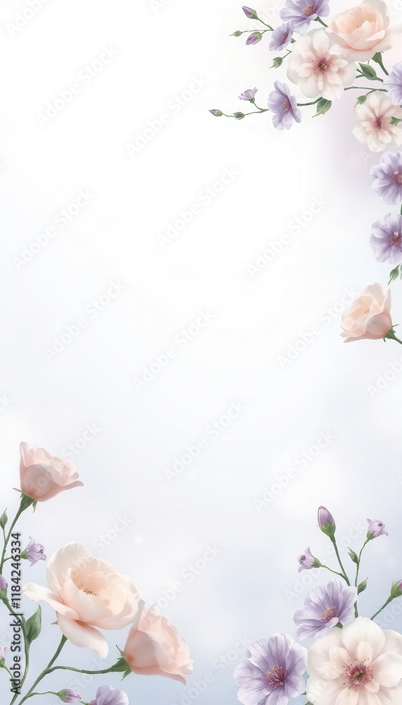 Soft lavender and blue funeral flyer template background with subtle ...
