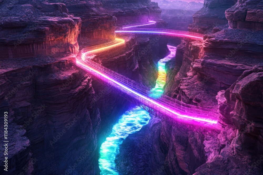 symbolic depiction of bridge connecting two sides of canyon with ...
