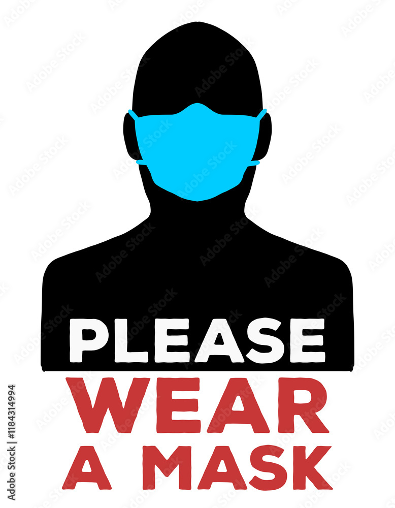 Ilustración de Stock Please wear face mask sign PNG. Isolated flat face ...