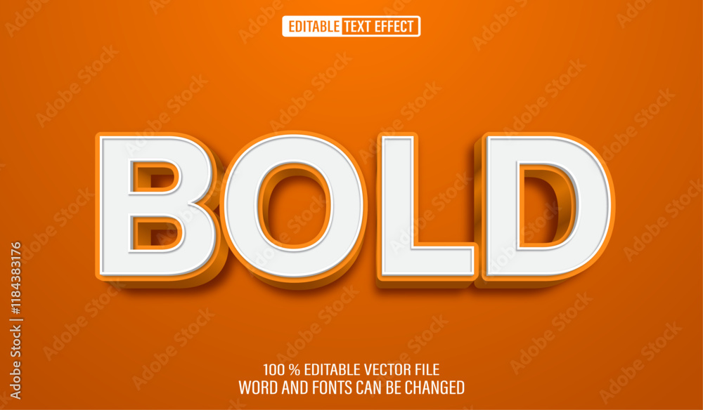 Editable 3d text style effect - Orange Bold Typography text effect ...