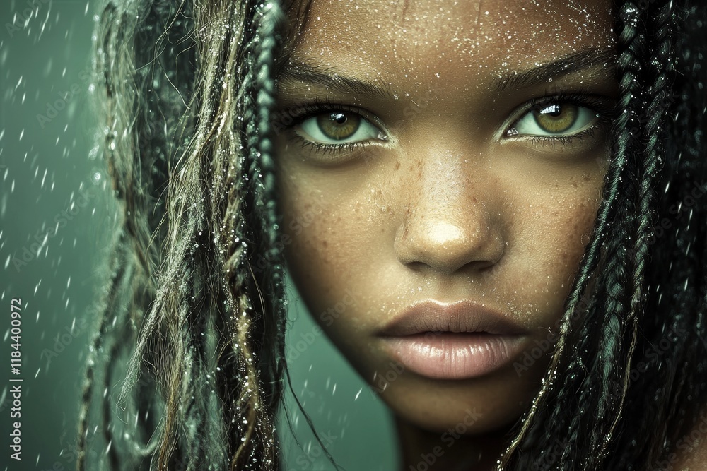 Pretty calm mixed-race girl - for ads, ad page and social media use ...