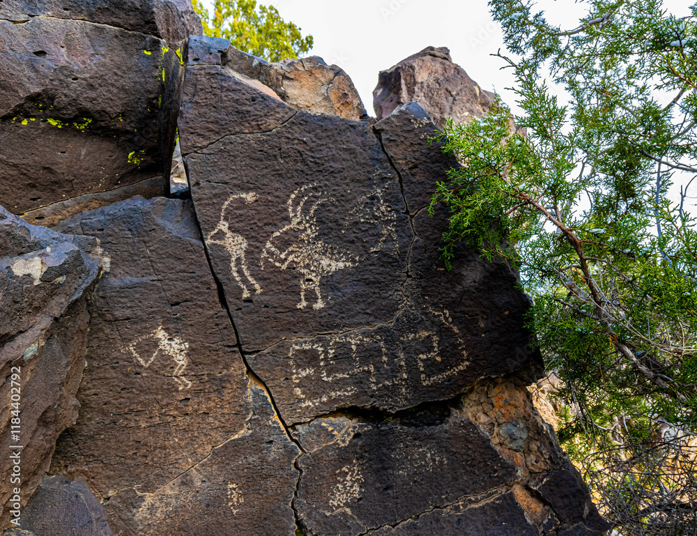 Ancient Native American Symbols on Rock Panels, La Cieneguilla ...