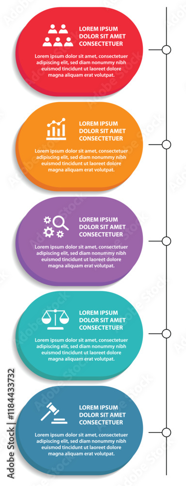5 steps infographic template with 5 options. Flowchart that can be used ...
