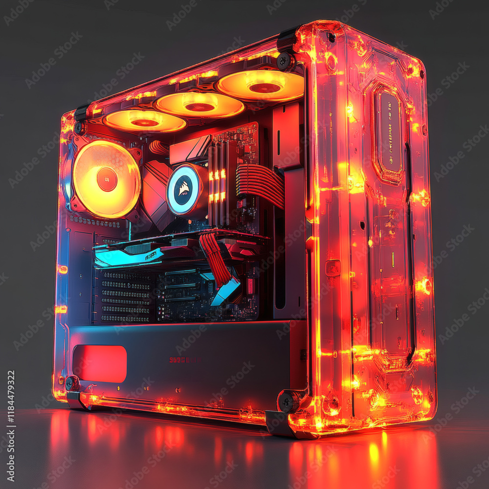 Red Transparent PC Case with RGB Lighting: A sleek and modern PC case ...