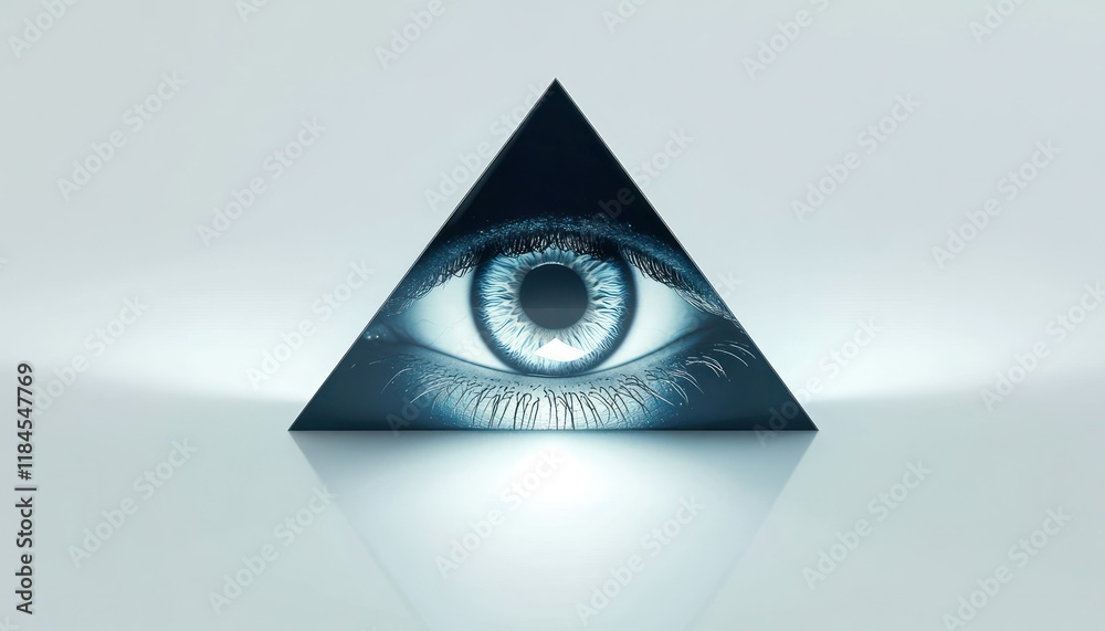 Geometric Gaze, An All-Seeing Eye Encased in a Mystical Triangular ...