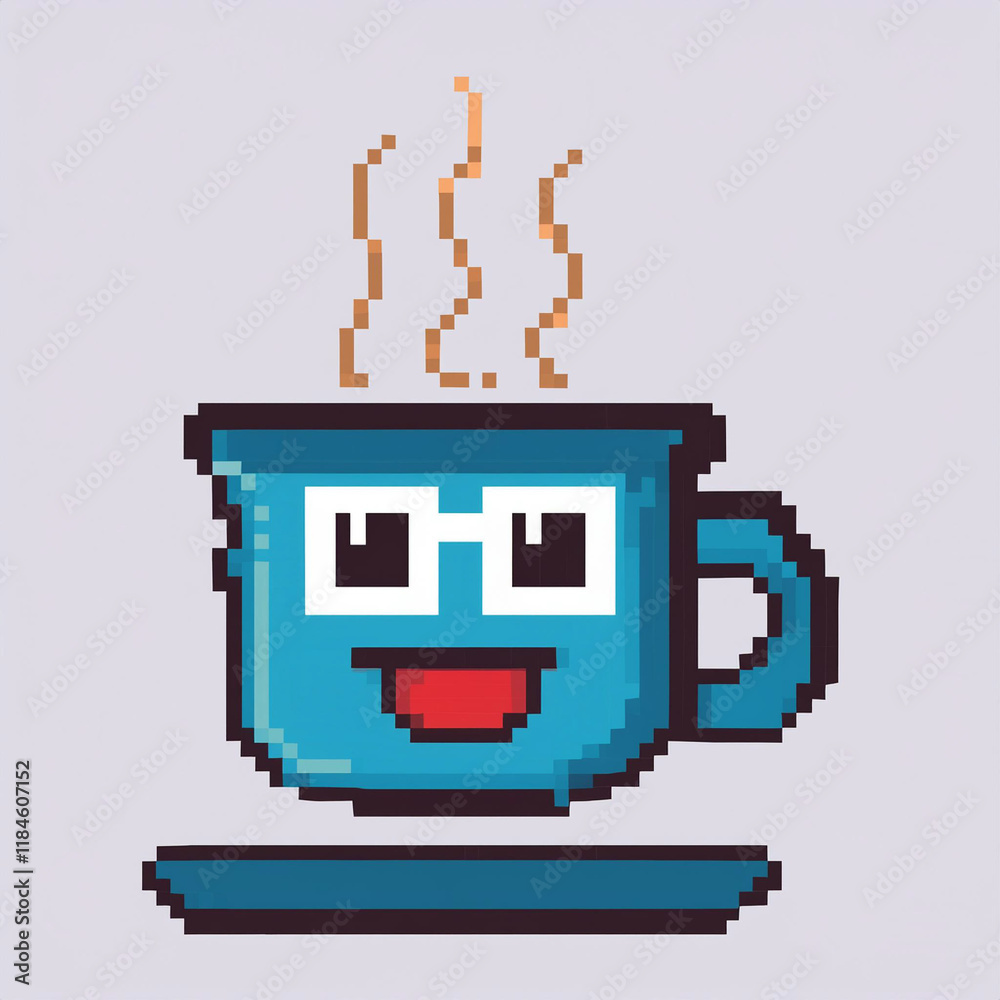 Pixel art style pixelated coffee cup Stock Illustration | Adobe Stock