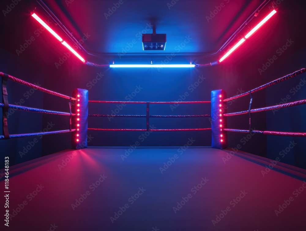 Empty boxing ring background. Close-up of a professional empty boxing ...