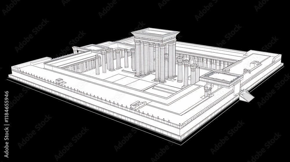 3D model of the Second Temple in Jerusalem, showing its layout ...