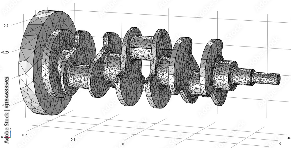 Computer technic 3d modeling of crankshaft of car reciprocating piston engine using computer ...