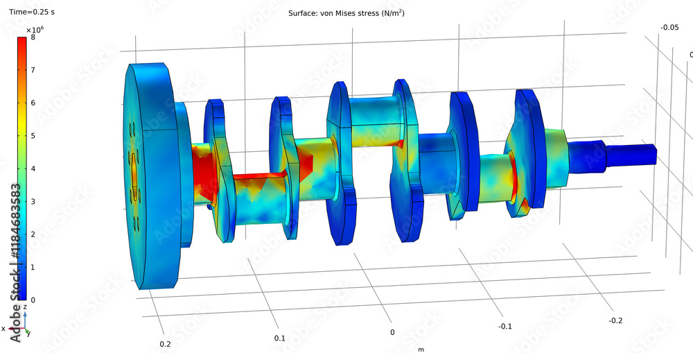Computer technic 3d modeling of crankshaft of car reciprocating piston engine using computer ...