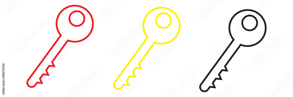 Key icon set. Key flat and line vector collection isolated on ...