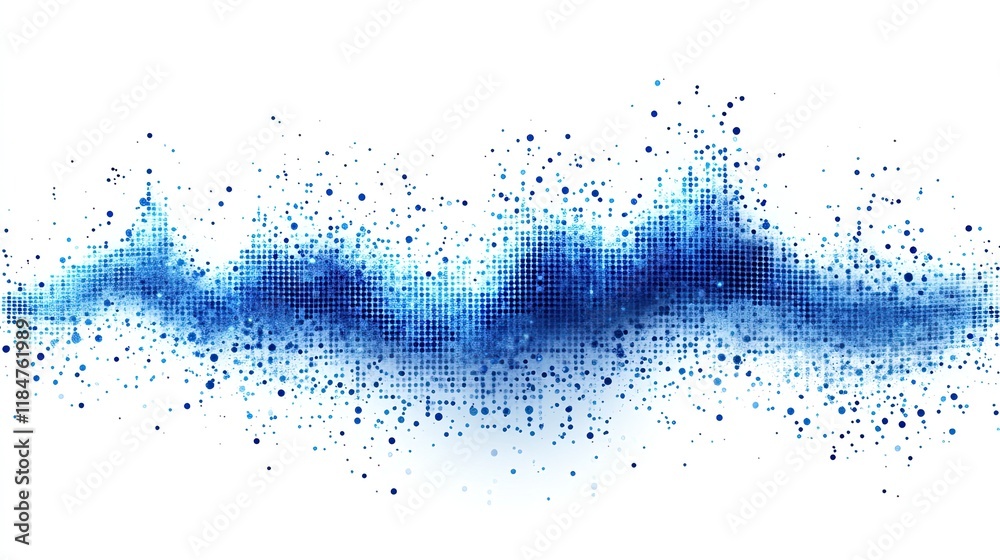 Blue square pixel art resembling an equalizer wave, isolated on a white ...