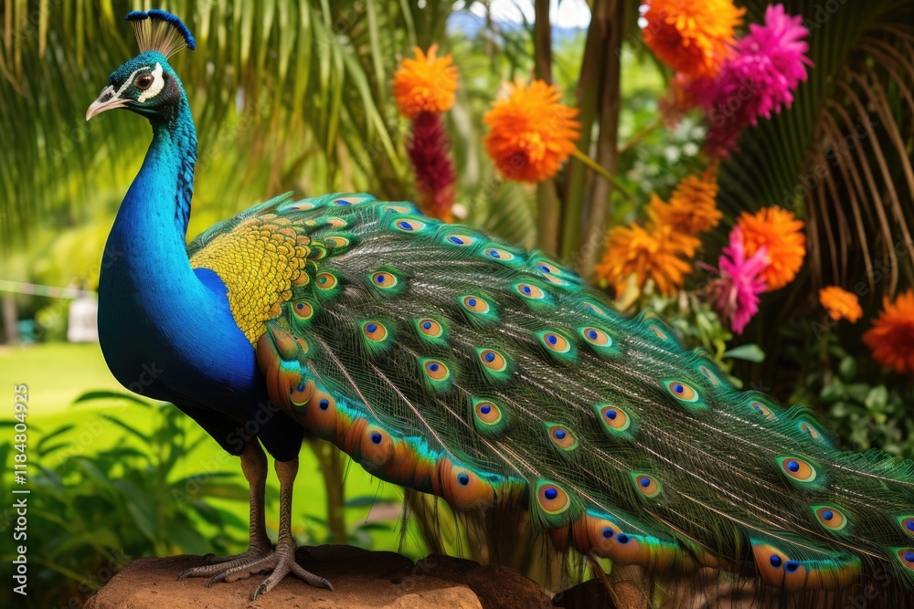 Beautiful Peacock Outdoors - Coyaba Gardens of Jamaica in Ocho Rios ...