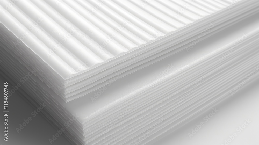 Blank Corrugated Plastic Sheets Mockup on Shiny Surface. Stack of White ...