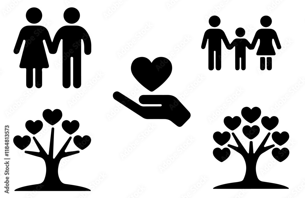 love and care concepts, hand holding heart, tree with heart leaves ...