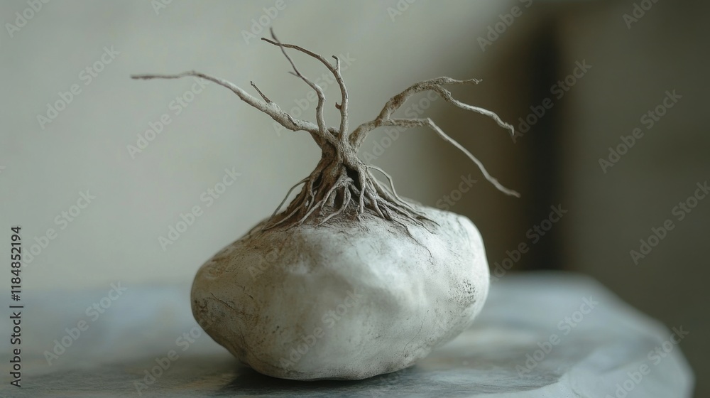 Potato plant with roots showing growth in an indoor setting Stock ...
