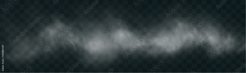 Transparent realistic smoke on a dark checkered background with soft ...