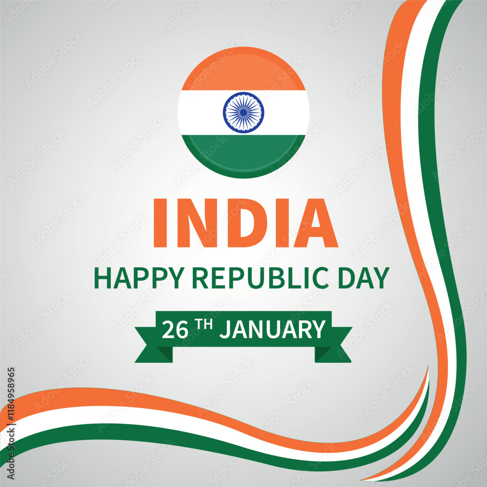 26 January - Happy Republic Day of India Banner Design. Indian Republic ...