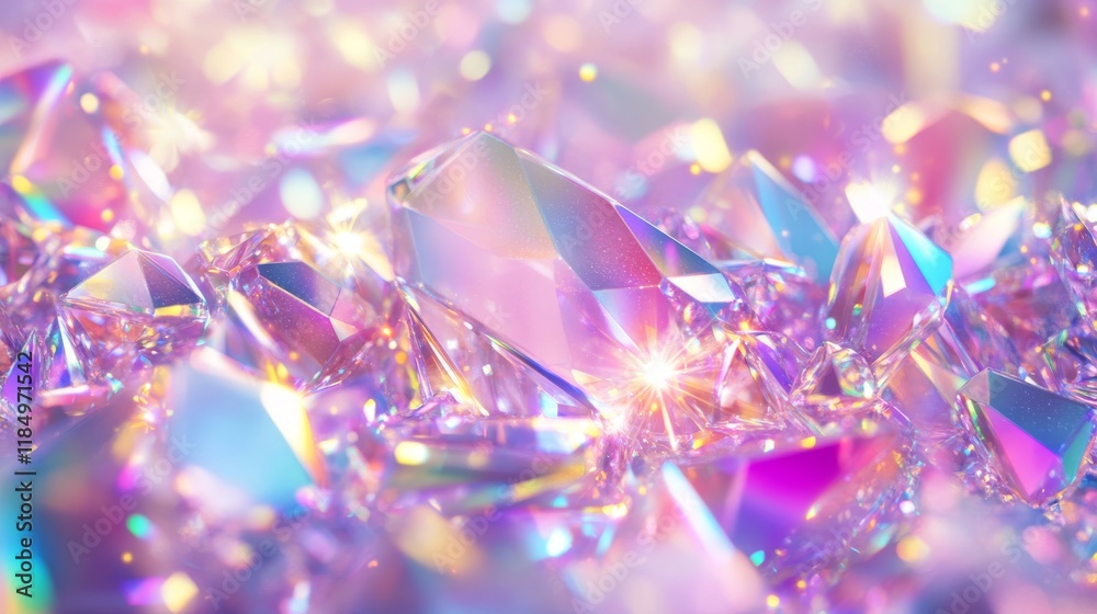 Crystal light rainbow hologram background with transparent overlay ...