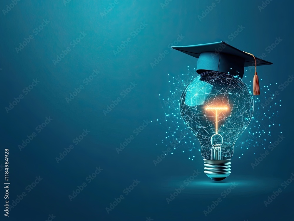 An innovative educational image showcasing a bachelor cap and a light ...