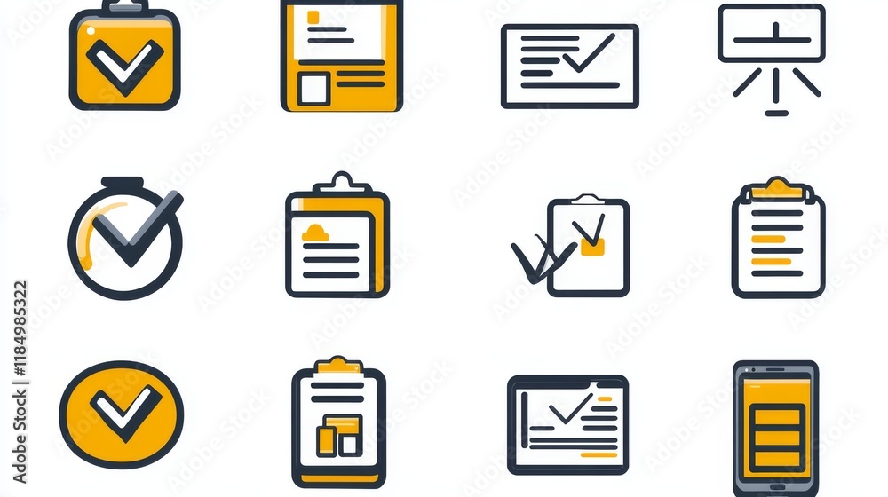 Quality control icons. Doodle symbols of product guarantee, compliance ...