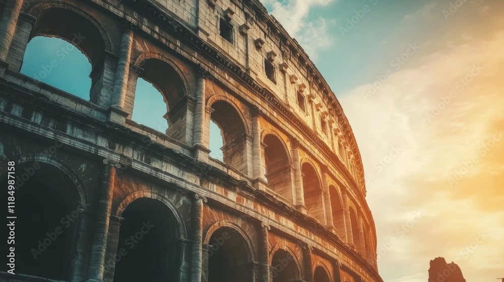 Ancient roman arena for gladiators fight. Vector cartoon illustration ...