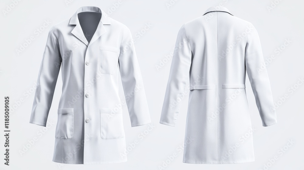 White doctor coat, medical uniform isolated on transparent background ...