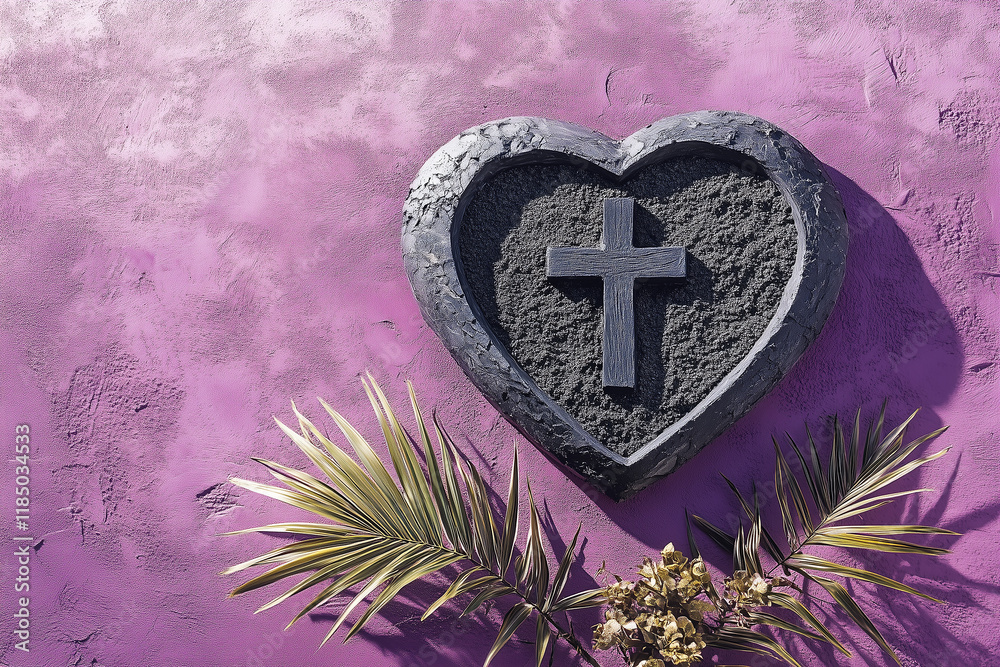 Ash Wednesday, Lent Season and Holy Week concept. Christian crosses and ...