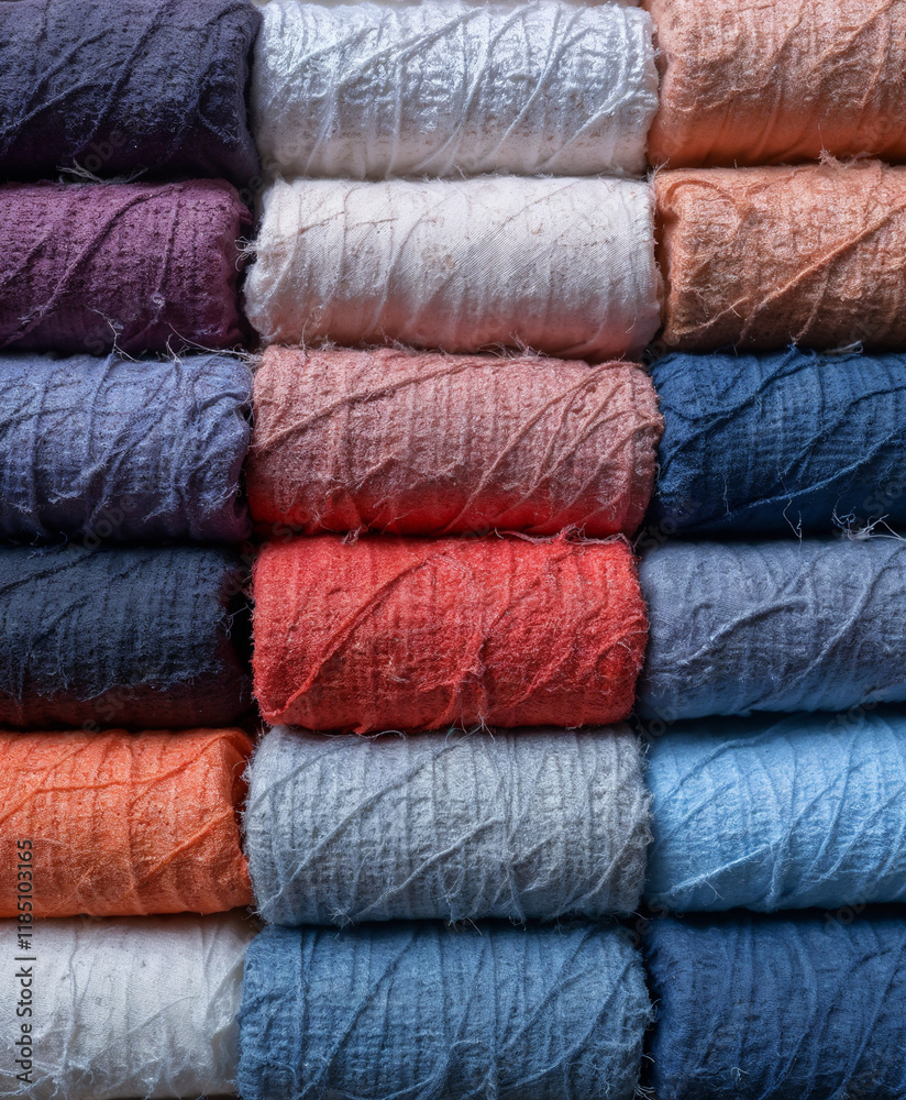 Premium wool material samples displayed in symmetrical layout ...