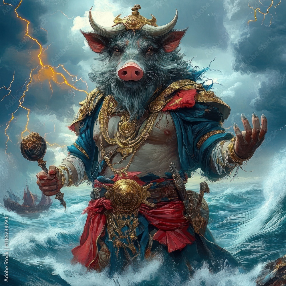 Foto de Stock Divine Boar Deity Illustration | Varaha Avatar of Vishnu ...