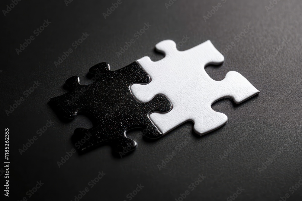 Black and White Puzzle Pieces Concept with Minimalistic Design for ...