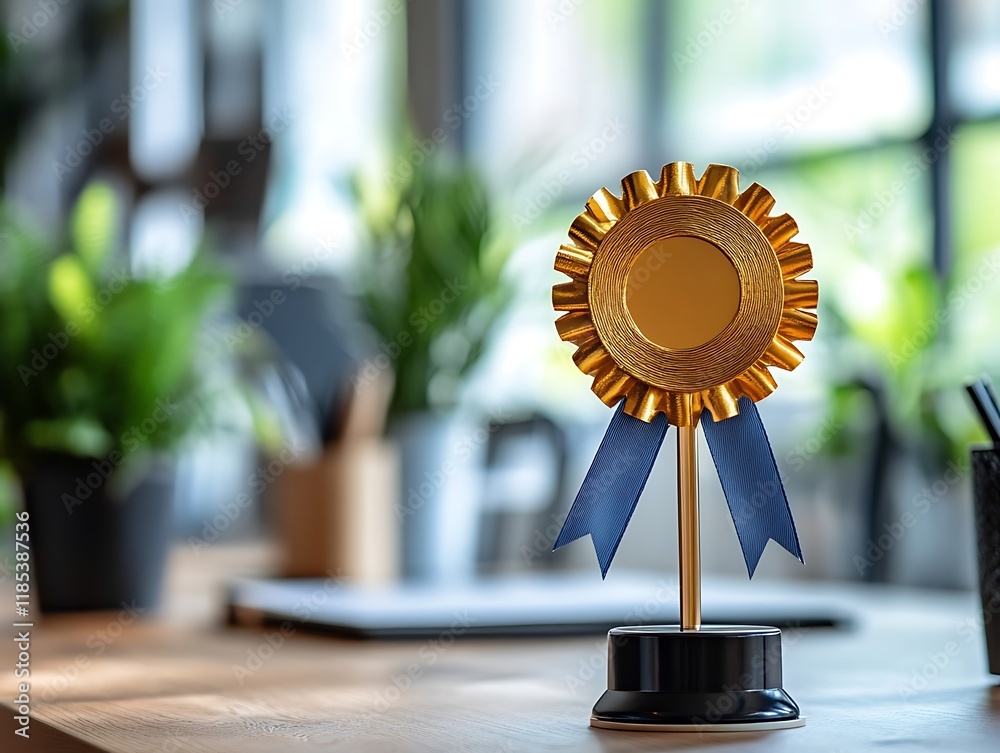Zoomed-in view of a decorated award ribbon placed on a professional's ...