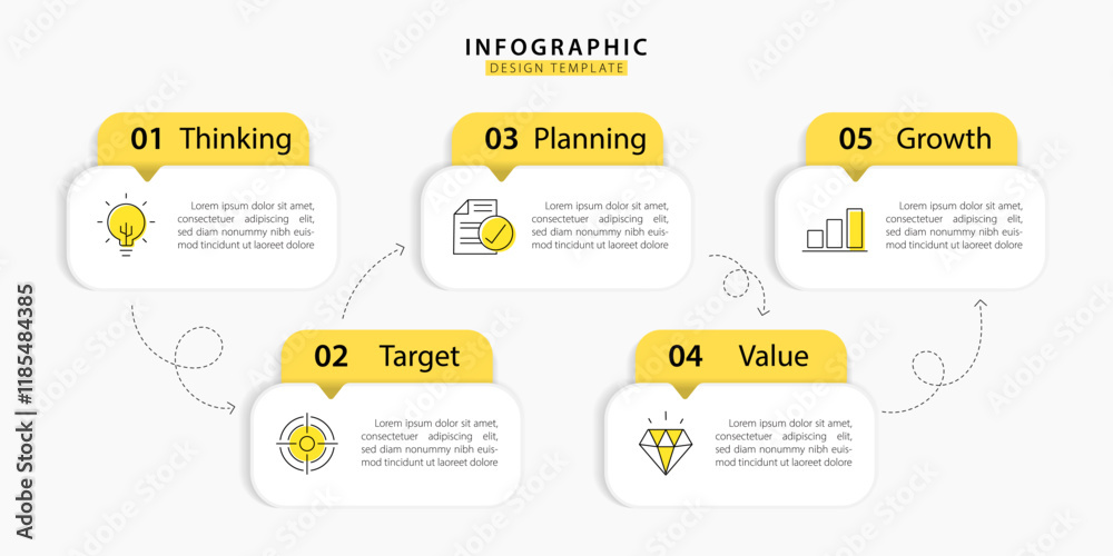 Timeline Creator infographic template. 5 Step timeline journey ...