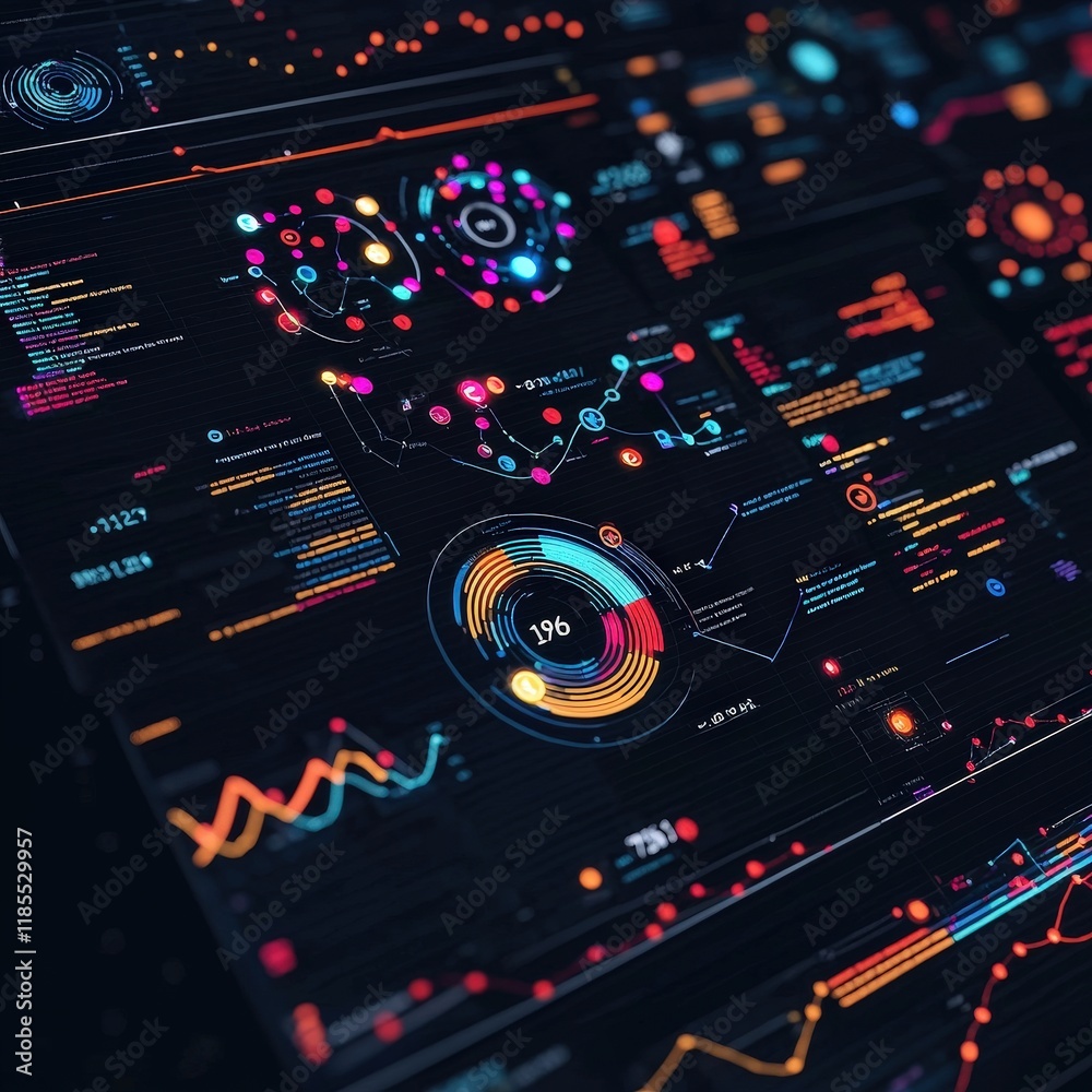 Heatmap overlay on a digital dashboard showing geographic data trends ...