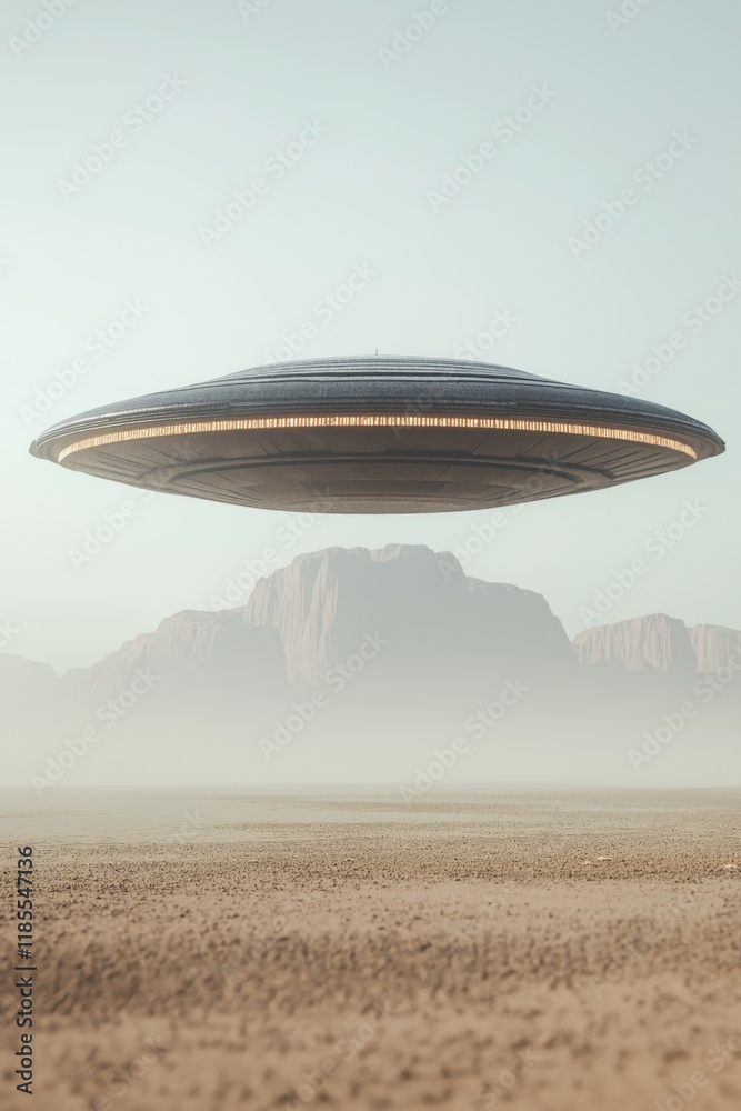 giant futuristic ufo spaceship floating in the air in the middle of a ...