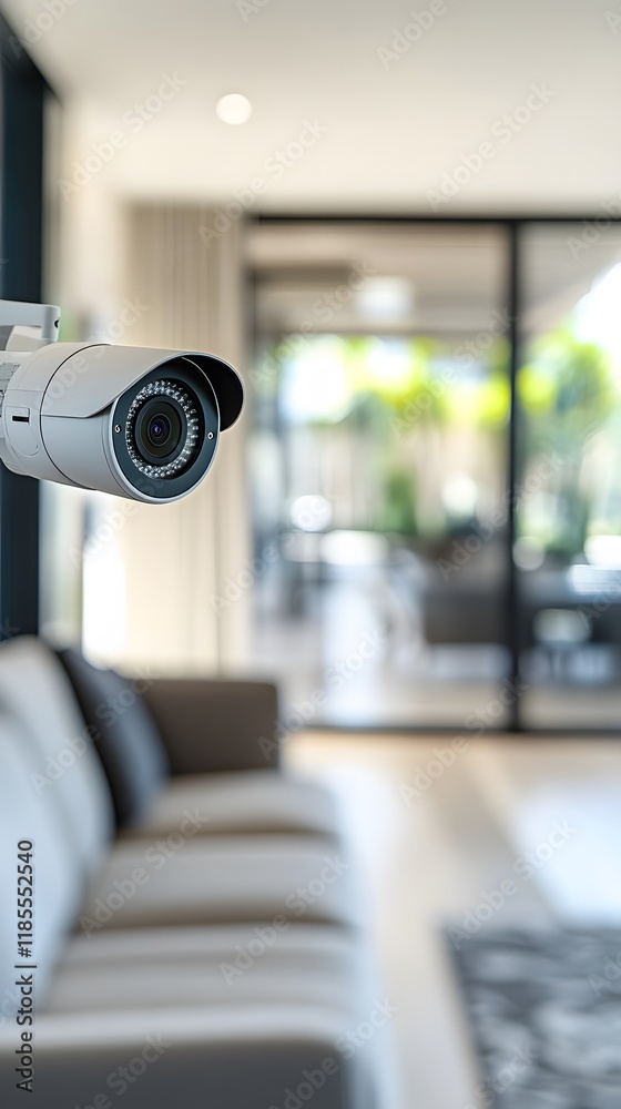 26. **A security camera positioned in the living room, monitoring the ...