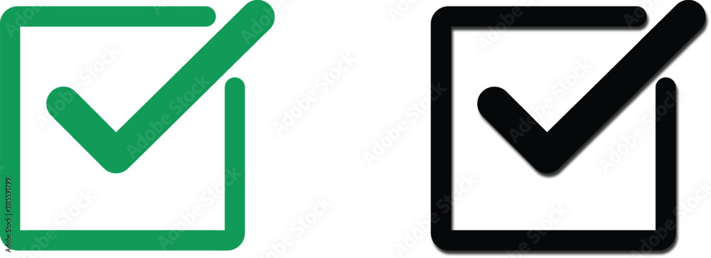 Checkmark Icon in a Square and circle. Tick Sign in Box. Check Mark or ...