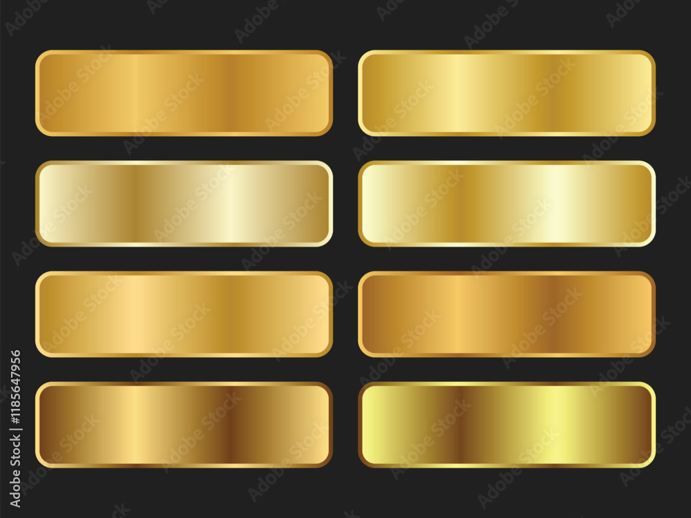 Realistic vector gold gradient color palette. Abstract gold swatches ...
