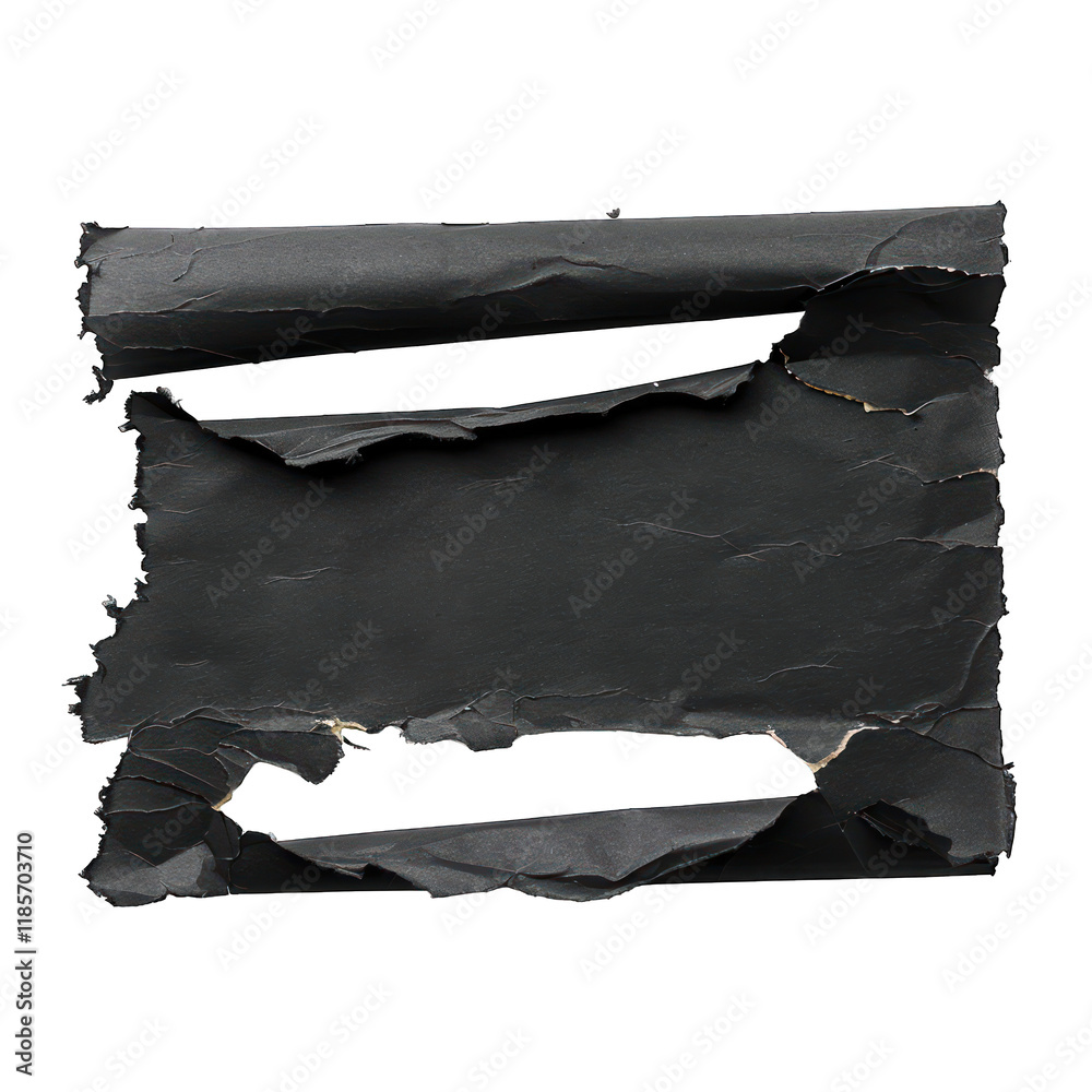 Ripped black paper torn apart, textured, Pieces of black torn paper ...