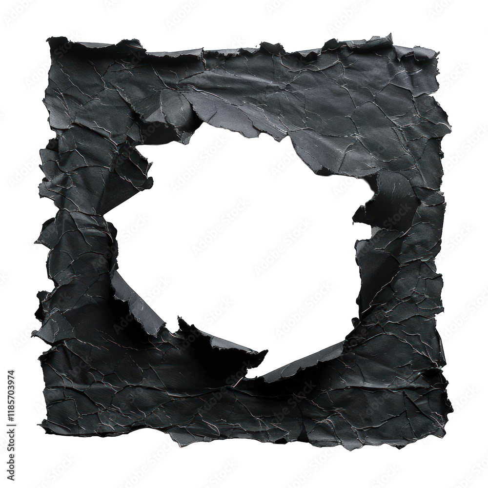 Ripped black paper torn apart, textured, Pieces of black torn paper ...