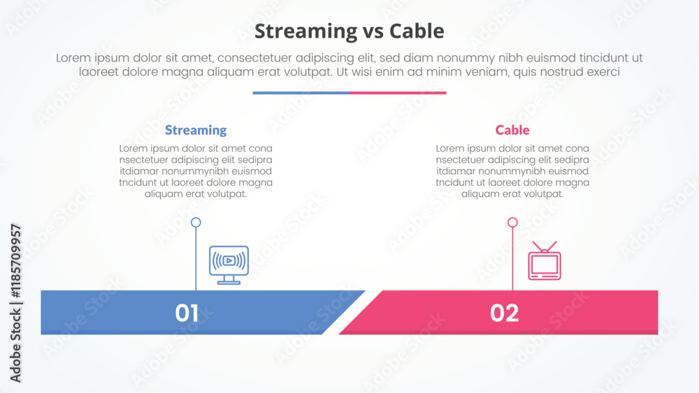 streaming services vs cable comparison opposite infographic concept for ...