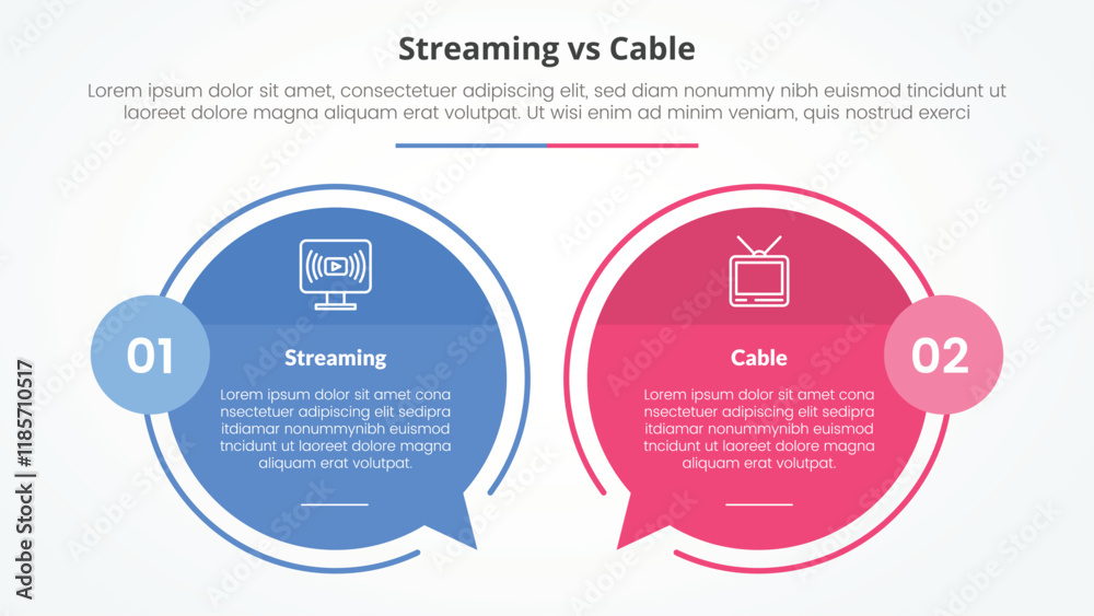 streaming services vs cable comparison opposite infographic concept for ...