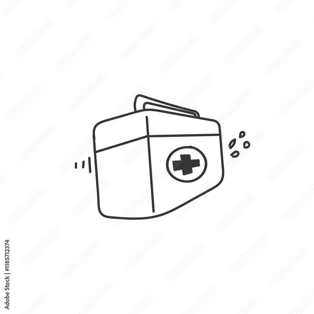 hand drawn medical kit in doodle style Stock Vector | Adobe Stock