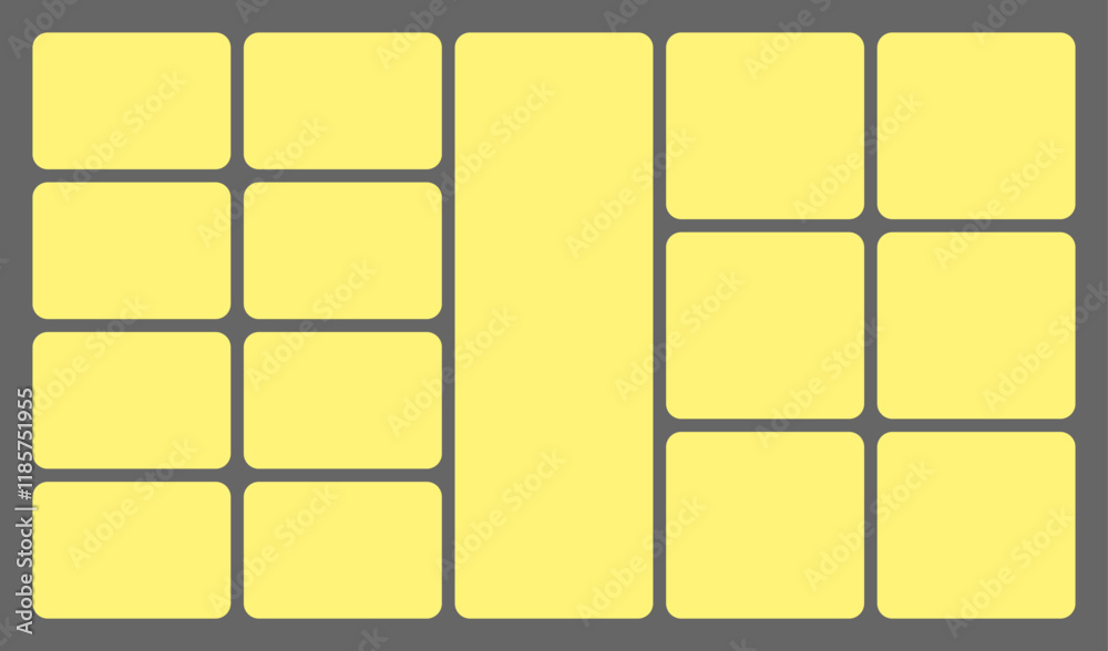 Dimensions 16x9 trendy bento grid layout style brick Ui UX templates ...