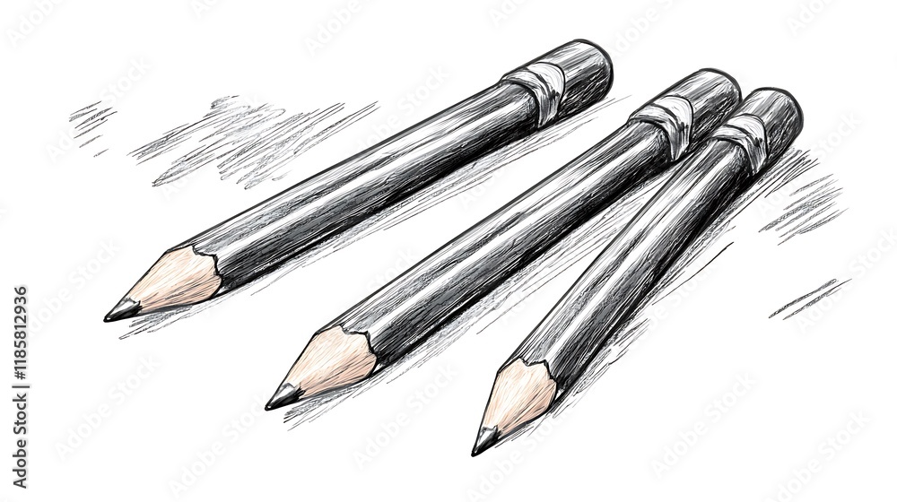 Pencil clipart, back to school outline crayons and pencil sketches ...