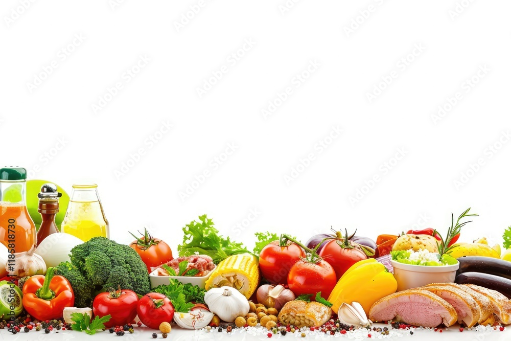 Detailed Picture of Food Banner Isolated on White Background Stock ...