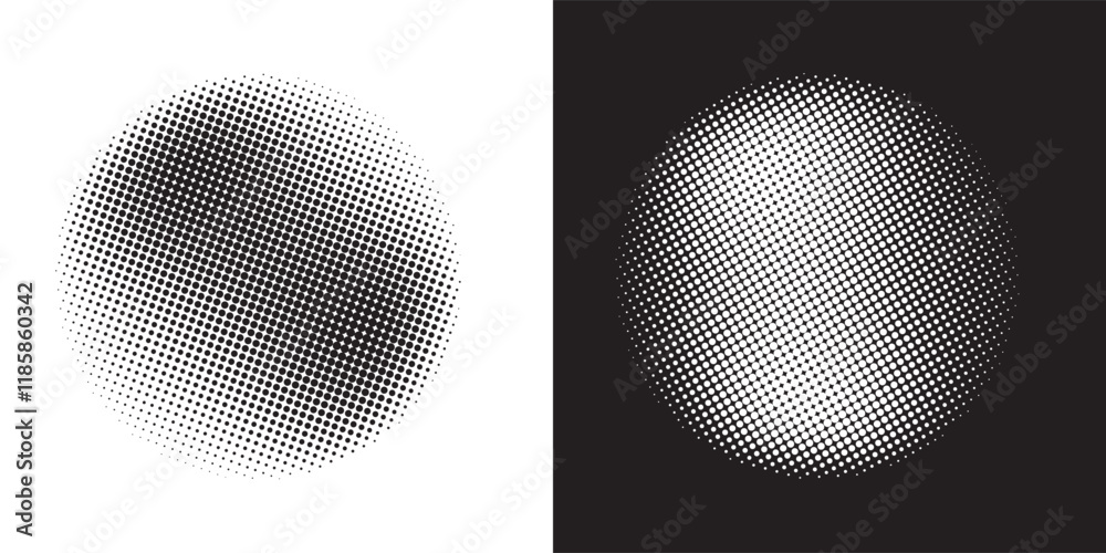 Set Of Halftone Dots Gradient Pattern Texture Isolated On White Background Straight Dotted