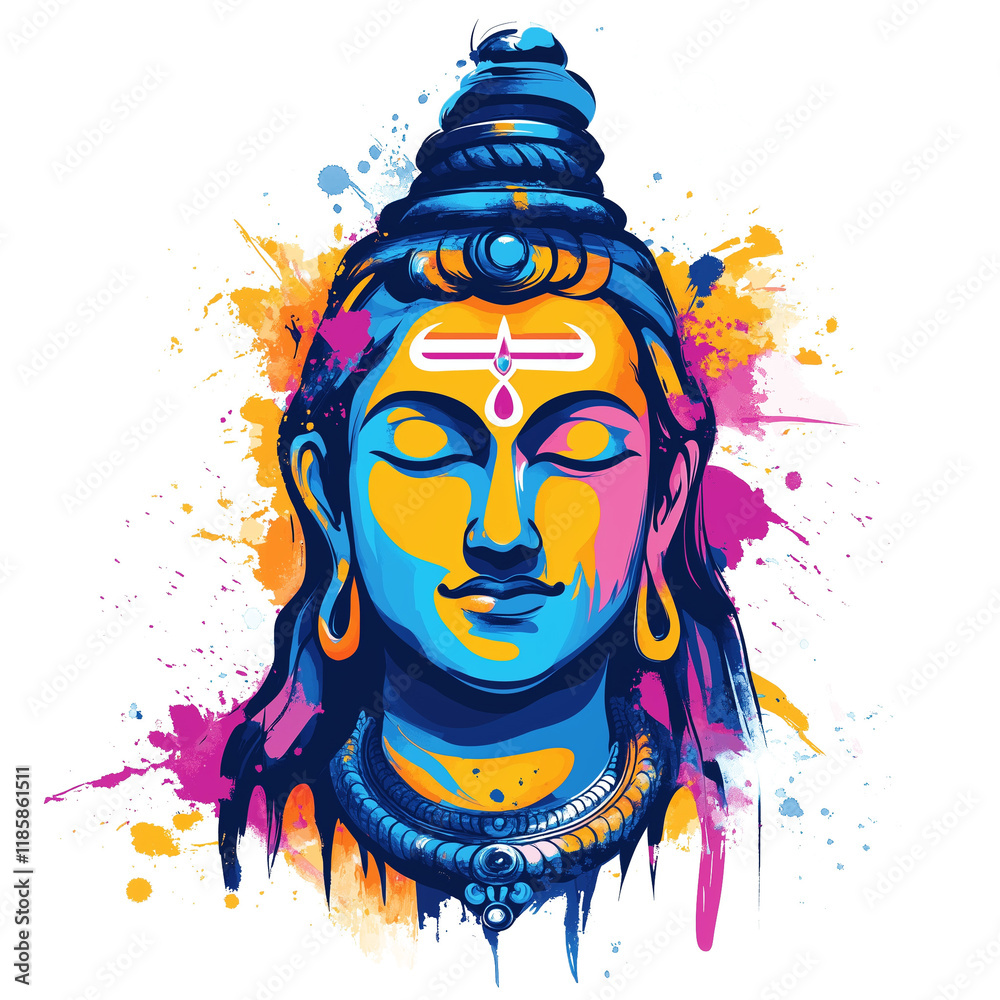 Lord Shiva face design with paint splash on Transparent background, PNG ...