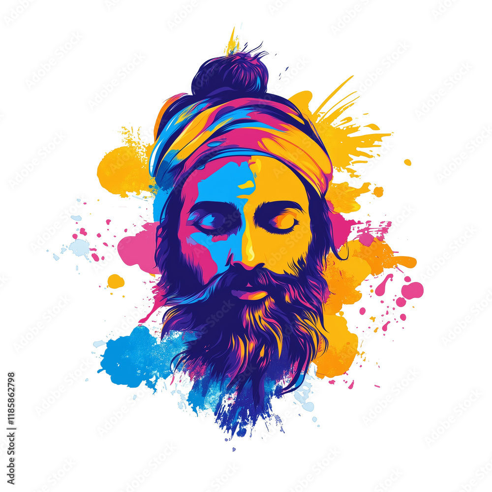 Guru Ravidas Jayanti face design with paint splash on Transparent ...